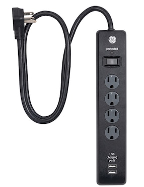 Multicontacto General Electric 25219 de 4 contactos y 2 puertos USB